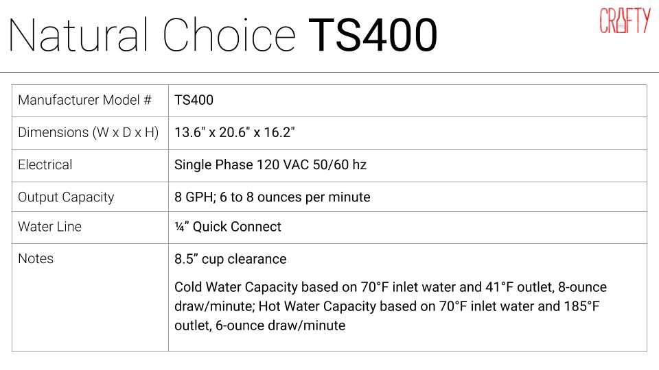 Natural Choice iON TS400 Hot, Cold, & Sparkling Water Machine