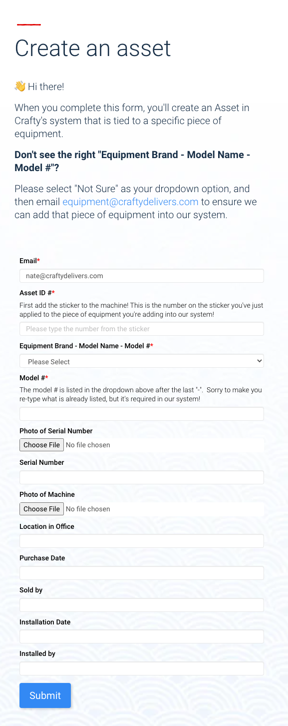 Onboarding Your Equipment